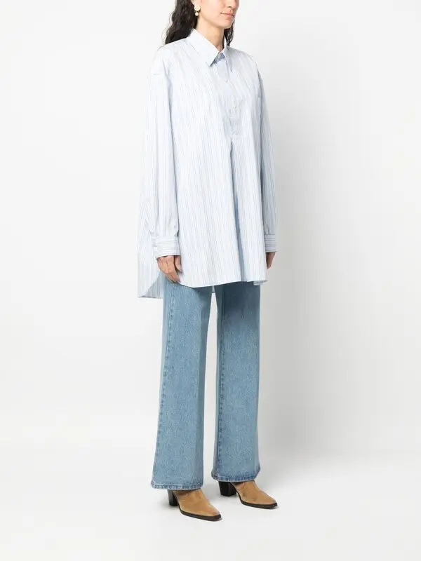 Our Legacy Striped Oversized Long-sleeve Shirt - Blue