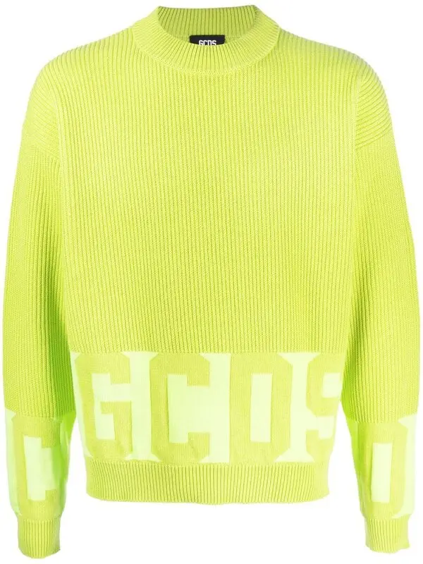 Gcds Intarsia-knit Logo Jumper - Green