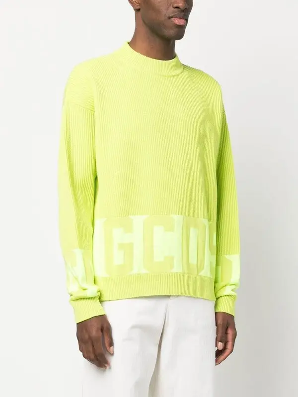 Gcds Intarsia-knit Logo Jumper - Green