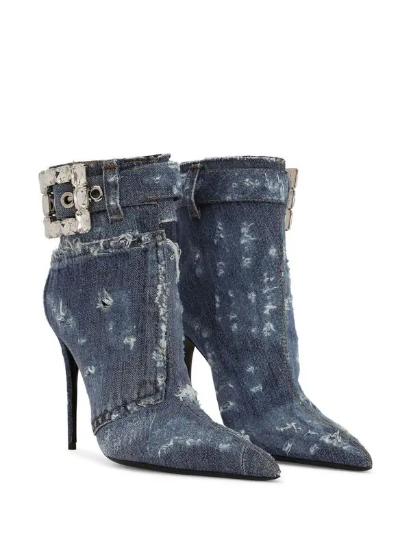 Dolce & Gabbana Embellished Patchwork Denim Ankle Boots