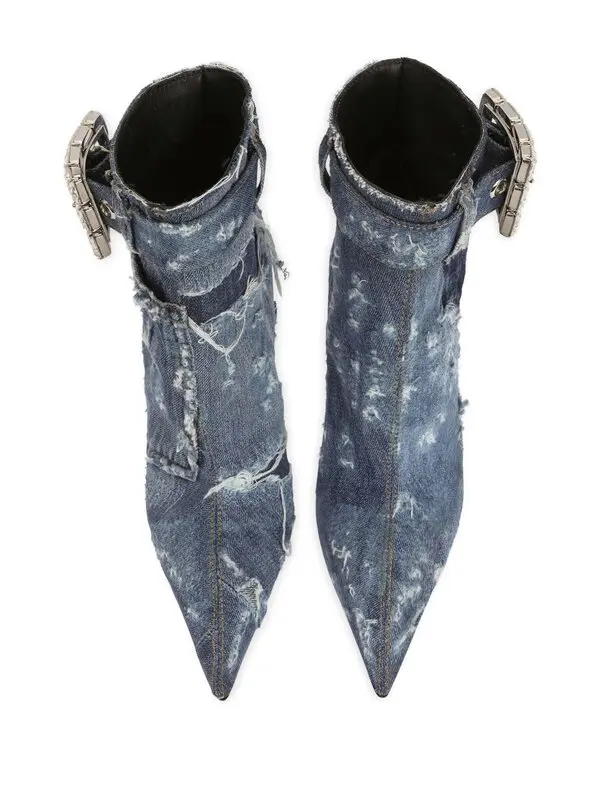 Dolce & Gabbana Embellished Patchwork Denim Ankle Boots