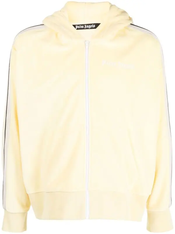 Palm Angels Stripe-detail Zip-up Hoodie - Yellow