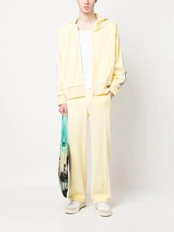 Palm Angels Stripe-detail Zip-up Hoodie - Yellow