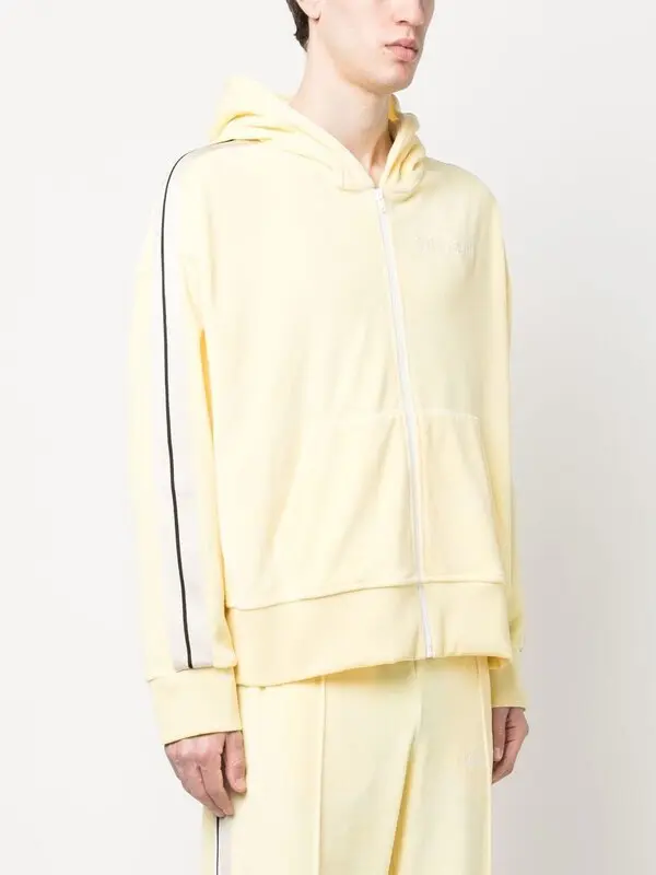 Palm Angels Stripe-detail Zip-up Hoodie - Yellow