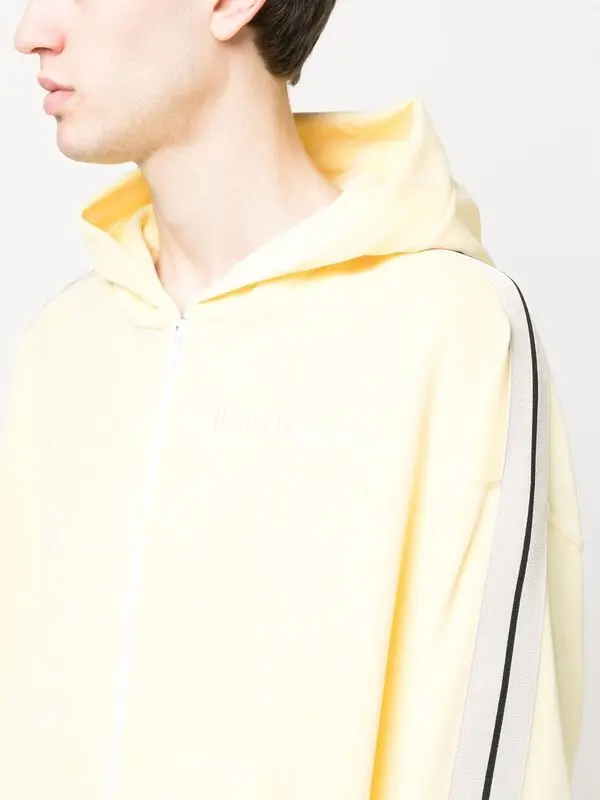 Palm Angels Stripe-detail Zip-up Hoodie - Yellow