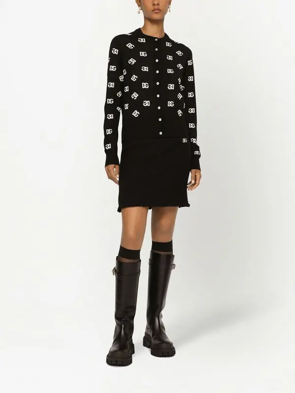 Dolce & Gabbana Logo Wool-silk Cardigan - Black