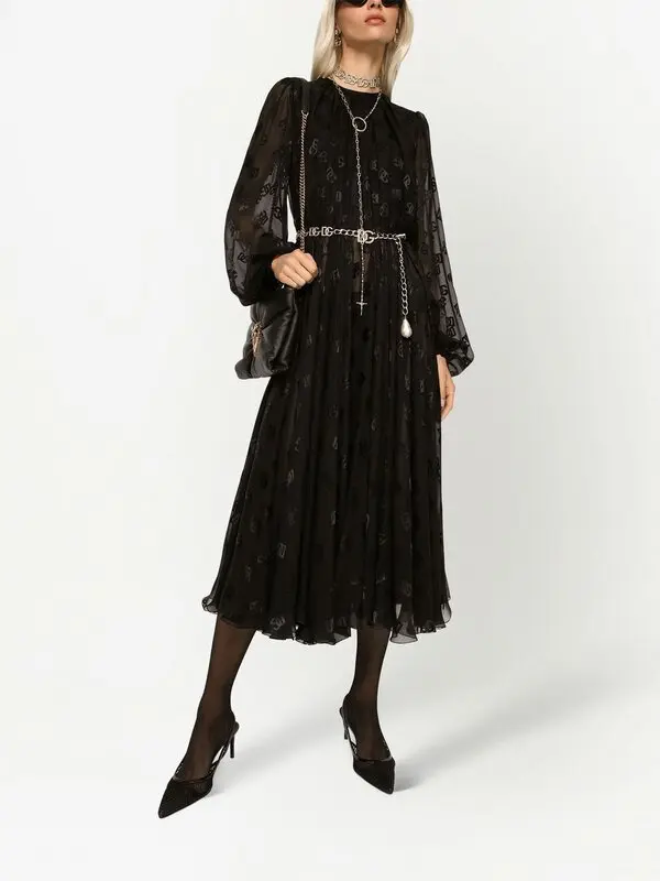 Dolce & Gabbana Dg-logo Satin Midi Dress