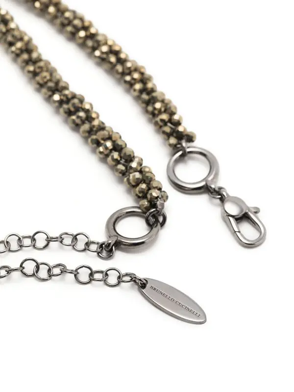 Brunello Cucinelli Beaded Logo Charm Necklace
