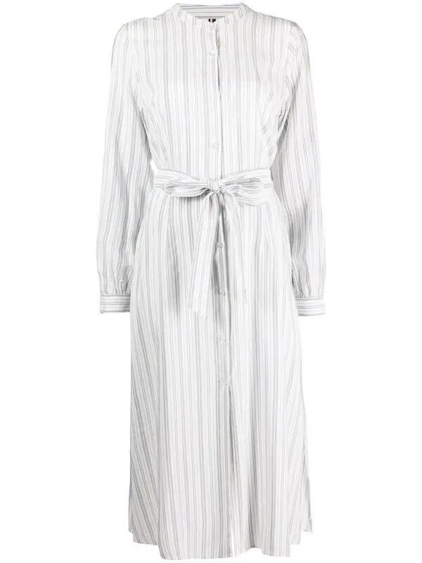 Tommy Hilfiger Striped Belted Midi Shirt Dress