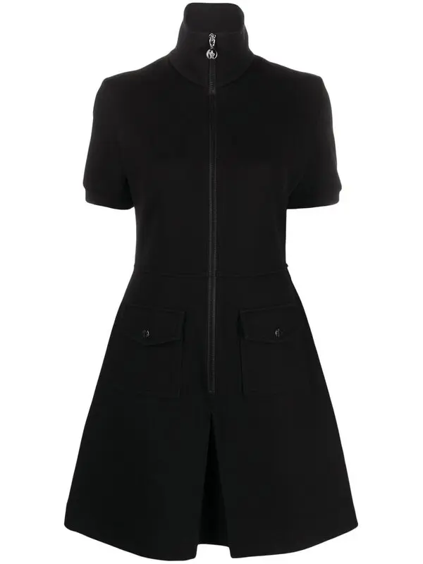 Moncler Zipped Short-sleeved Minidress - Black
