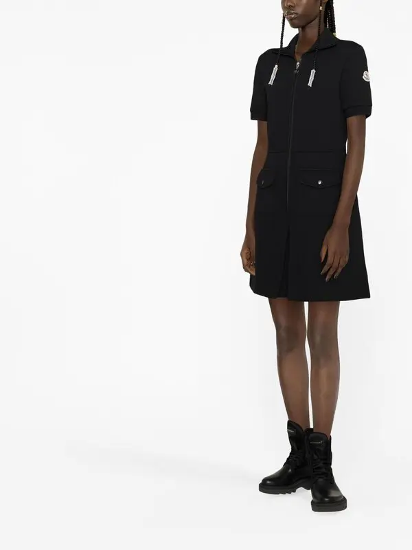 Moncler Zipped Short-sleeved Minidress - Black