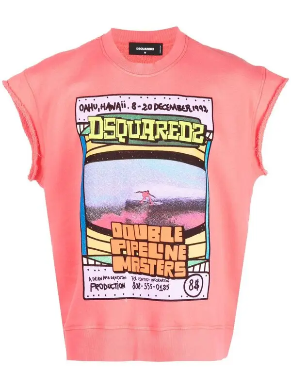 Dsquared2 Sleeveless Logo Print Sweatshirt - Pink