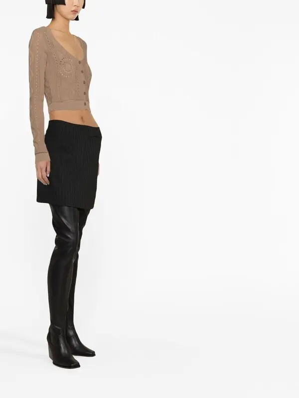 MARINE SERRE Pointelle-knit Cropped Cardigan