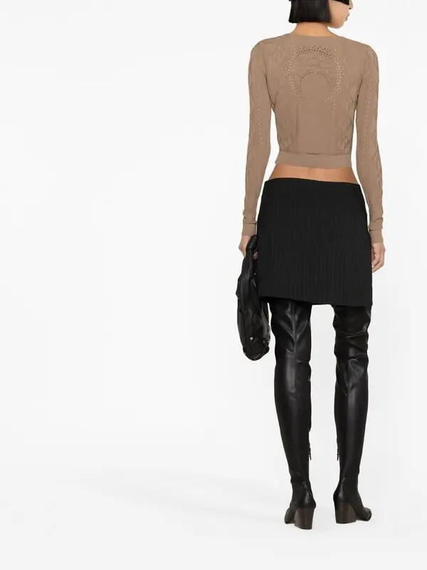 MARINE SERRE Pointelle-knit Cropped Cardigan