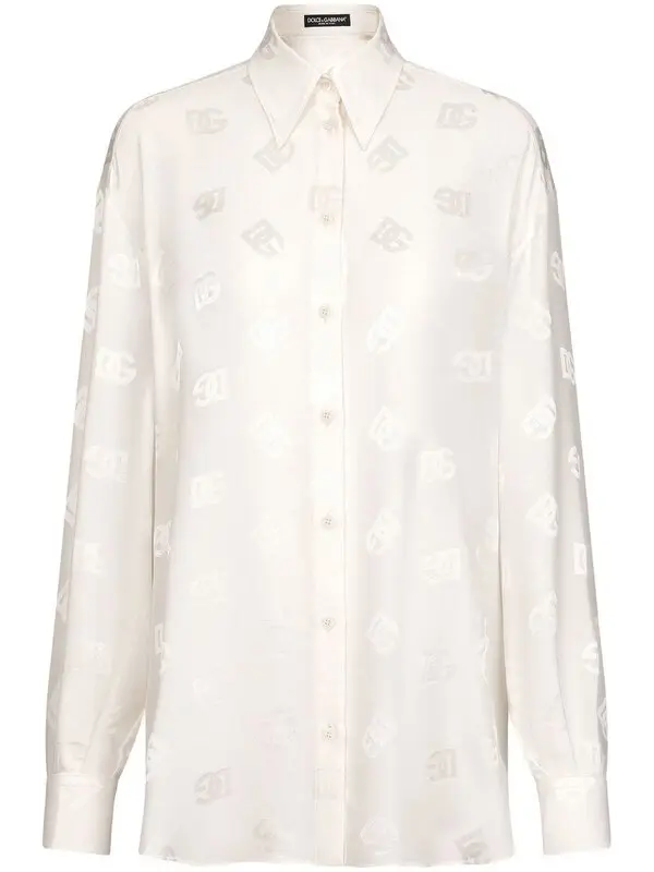 Dolce & Gabbana Dg-logo Jacquard Silk Shirt