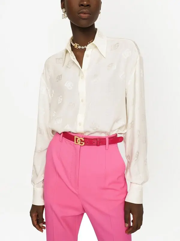 Dolce & Gabbana Dg-logo Jacquard Silk Shirt