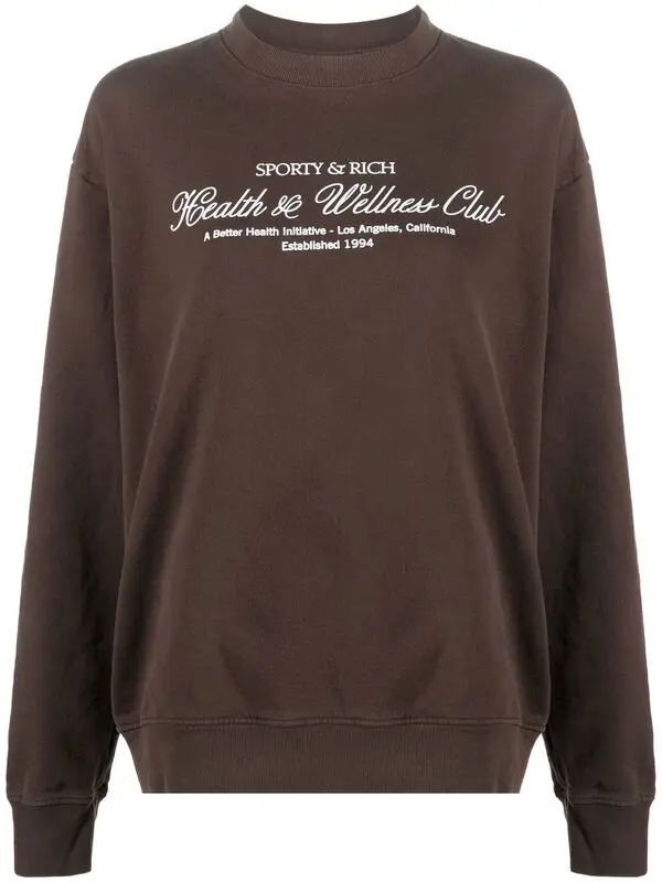 SPORTY & RICH Embroidered Logo Cotton Sweatshirt