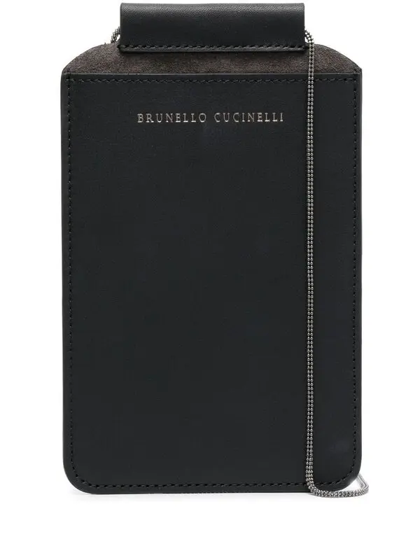 Brunello Cucinelli Beaded-trim Leather Phone Bag