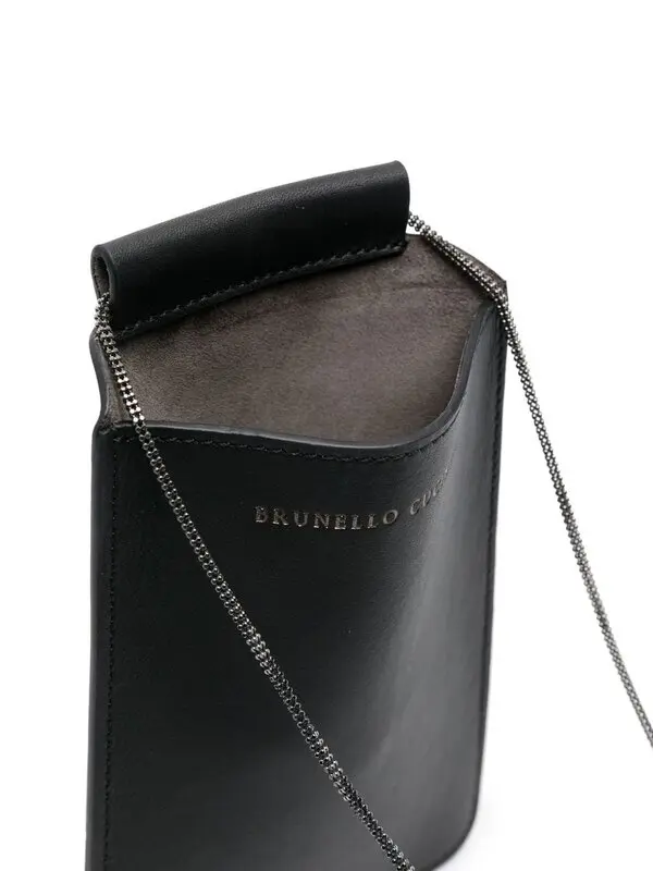 Brunello Cucinelli Beaded-trim Leather Phone Bag