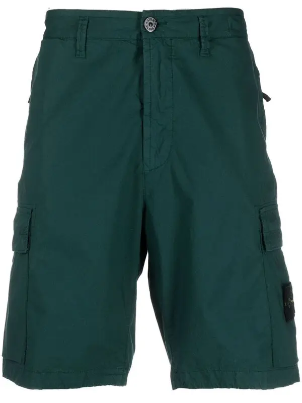 Stone Island Compass-patch Cargo Shorts - Green