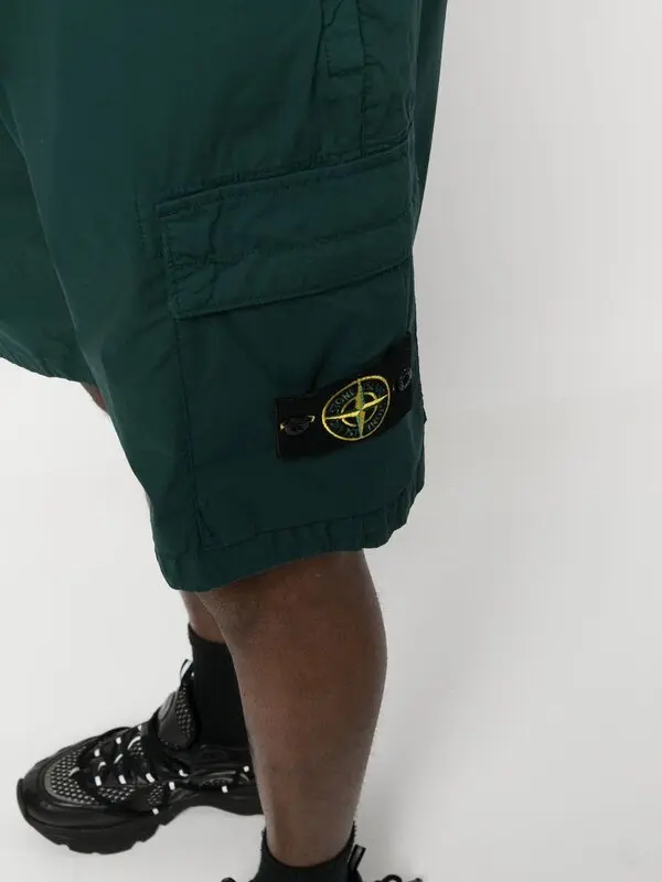 Stone Island Compass-patch Cargo Shorts - Green