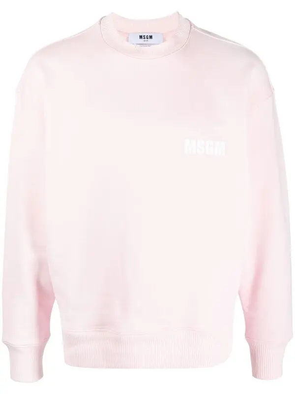 MSGM Logo-print Crew-neck Sweatshirt - Pink
