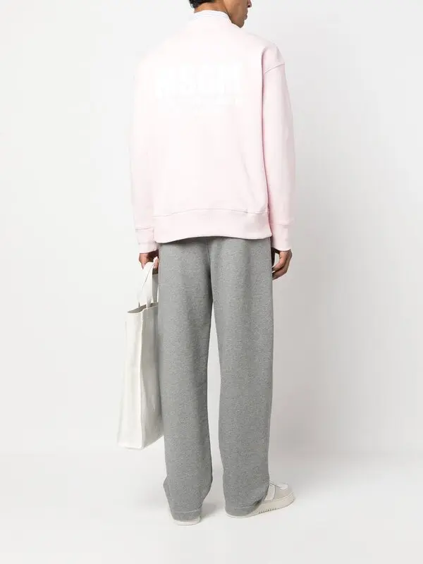 MSGM Logo-print Crew-neck Sweatshirt - Pink