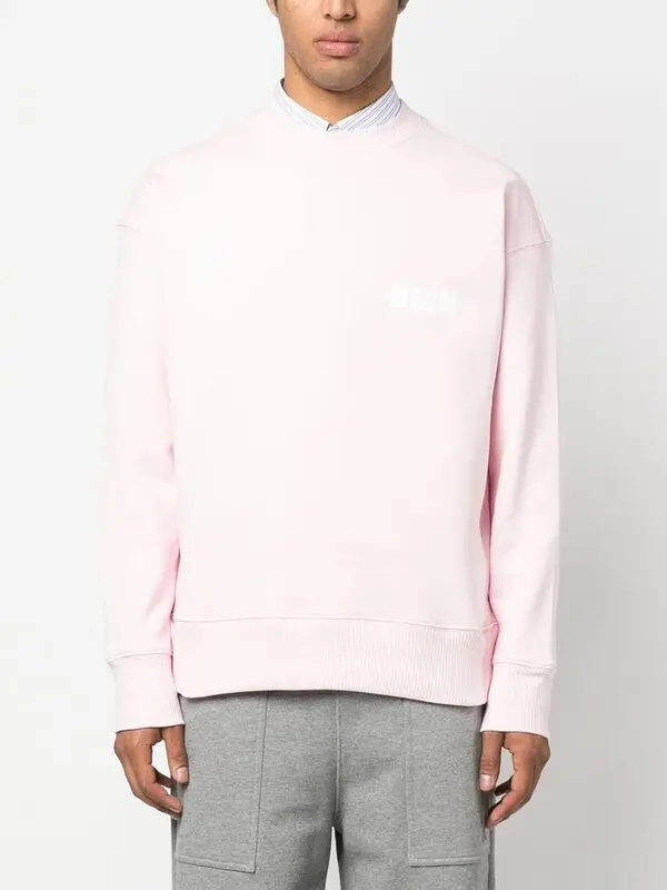 MSGM Logo-print Crew-neck Sweatshirt - Pink