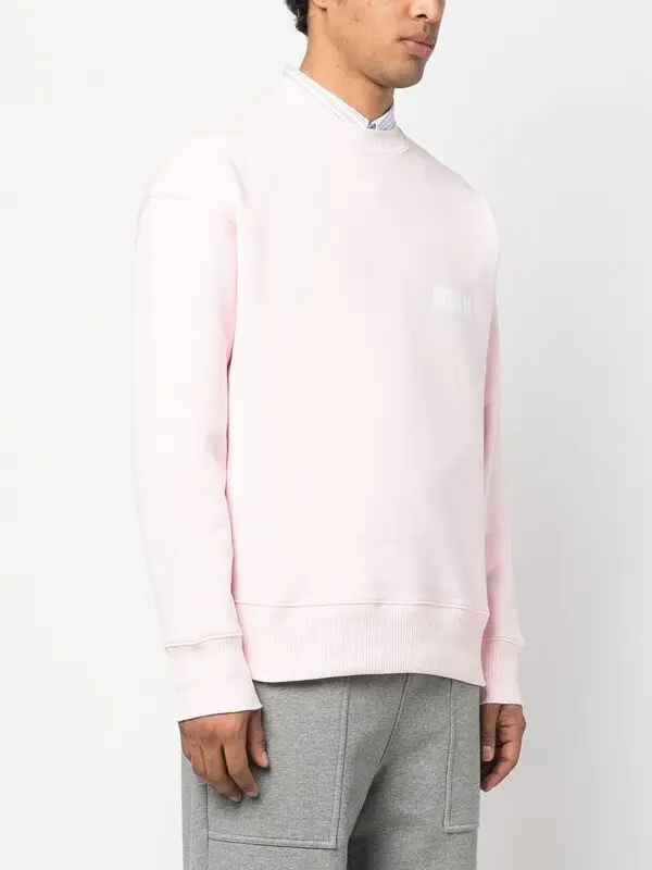 MSGM Logo-print Crew-neck Sweatshirt - Pink
