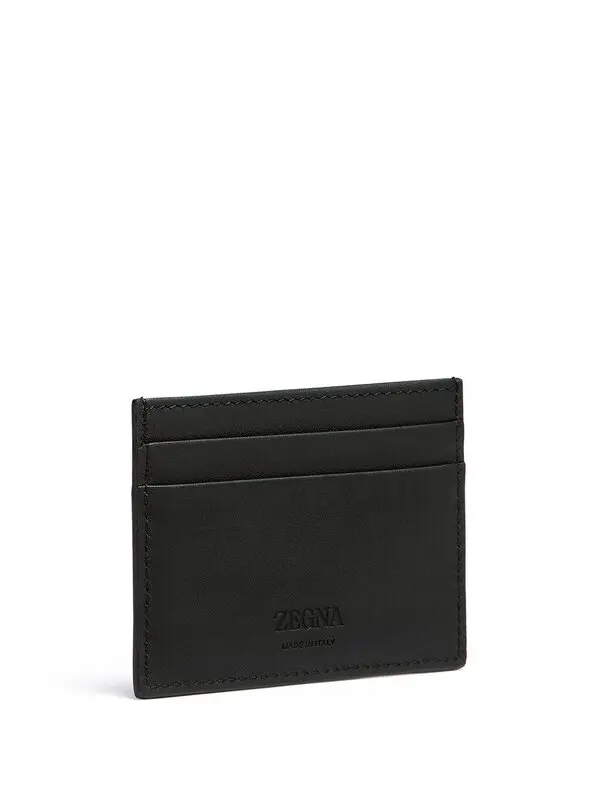 Zegna Stripe-detail Leather Cardholder