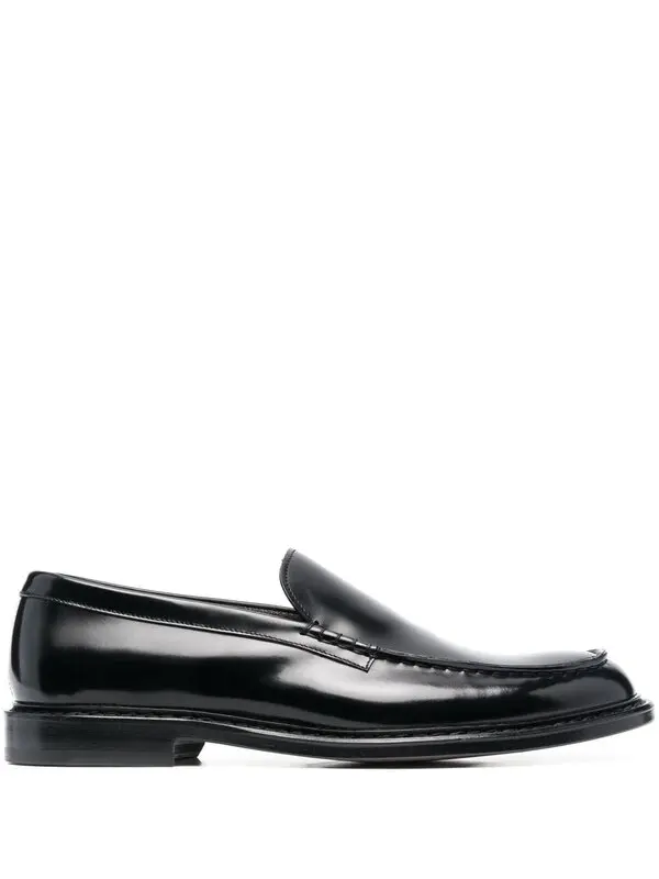 DOUCAL'S Almond-toe Leather Loafers - Black