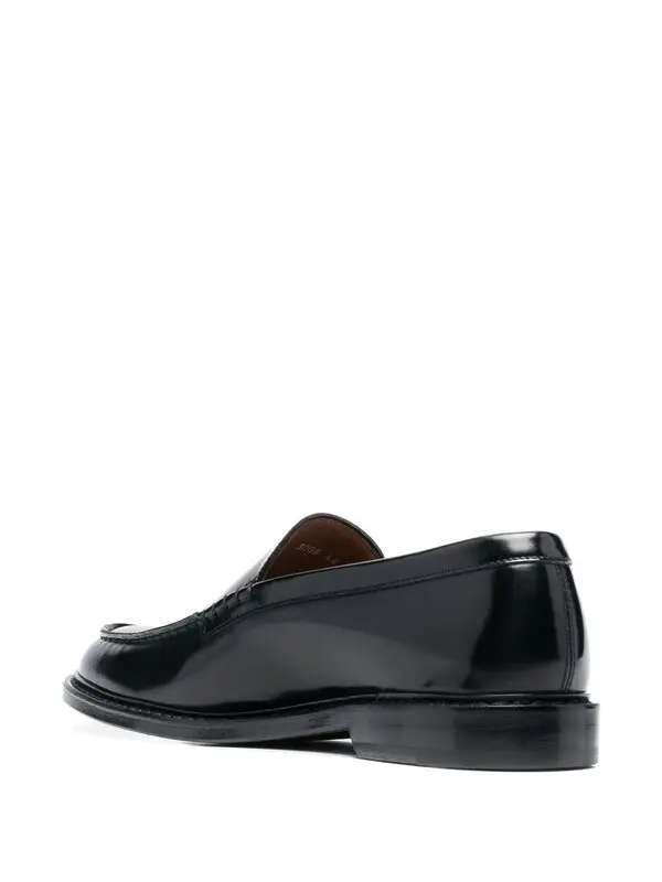 DOUCAL'S Almond-toe Leather Loafers - Black