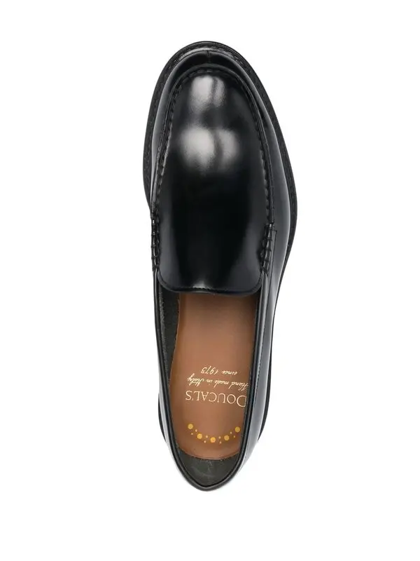 DOUCAL'S Almond-toe Leather Loafers - Black