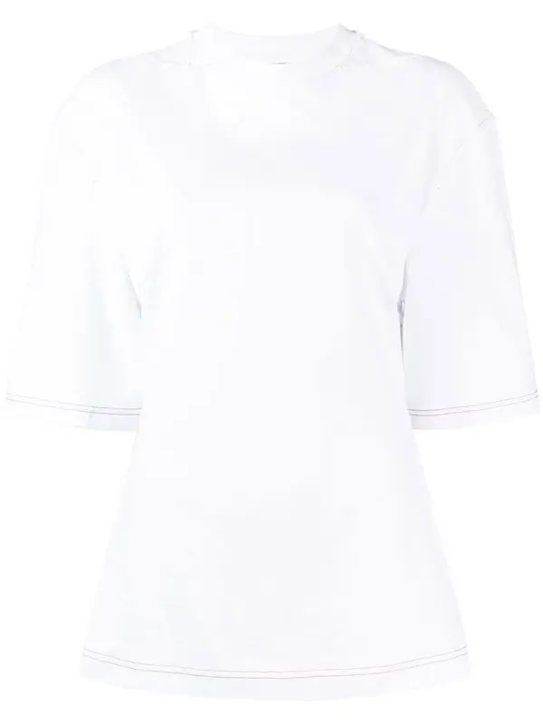 Jacquemus Contrasting-stitch Cotton T-shirt - White