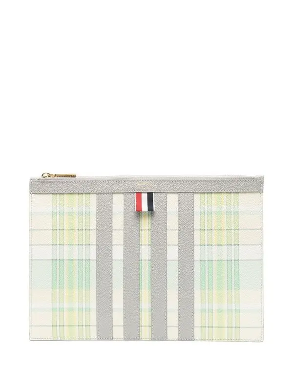 Thom Browne Plaid-check Print Clutch - Green
