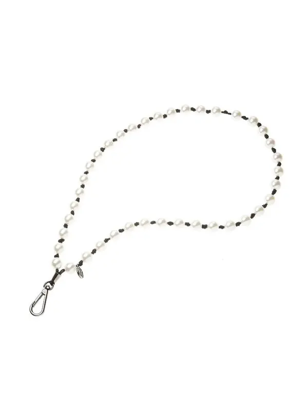 MAISON MICHEL Pearl-design Bag Charm - White