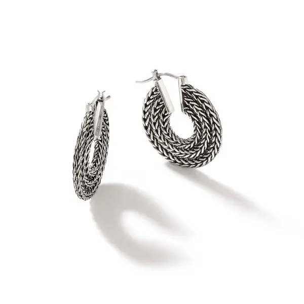 John Hardy Rata Chain Hoop Earrings - Sterling Silver