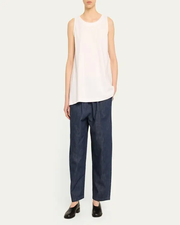 Eskandar A-line Long Shell Top - White