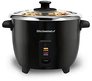 ELITE Gourmet 6-cup Rice Cooker With Stainless Steel Pot - Silver