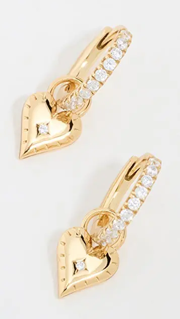 Shashi 14k Heart Charm Huggie Earrings