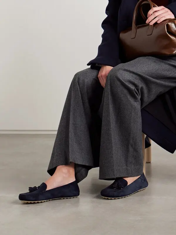 Loro Piana Tasseled Suede Loafers - Blue