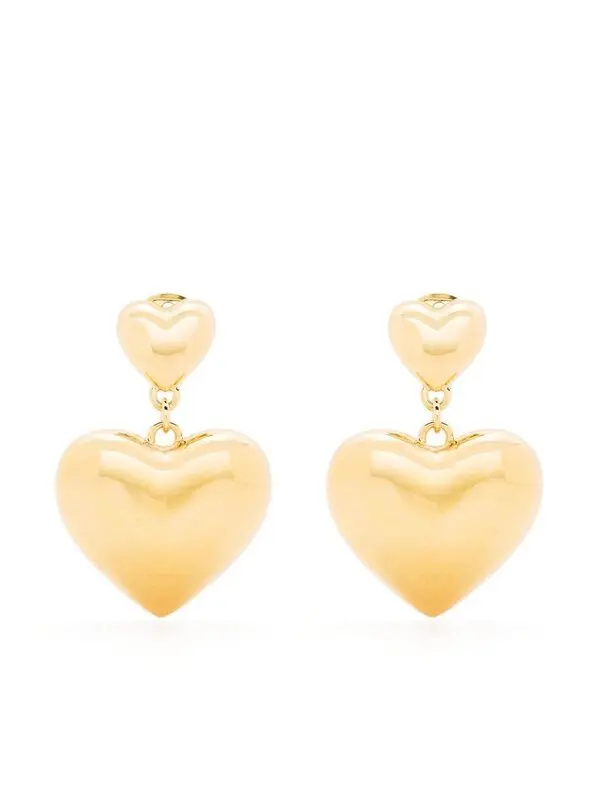 Moschino Tone Brass Heart-motif Drop Earrings - Gold