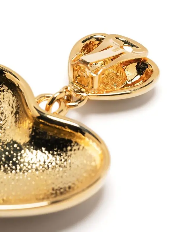 Moschino Tone Brass Heart-motif Drop Earrings