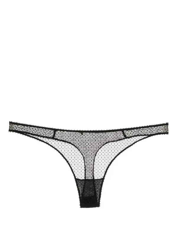 Kiki De Montparnasse Crochet Semi-sheer Thong - Black