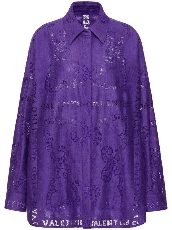 Valentino Garavani Cut-out Lace Shirt Minidress - Purple