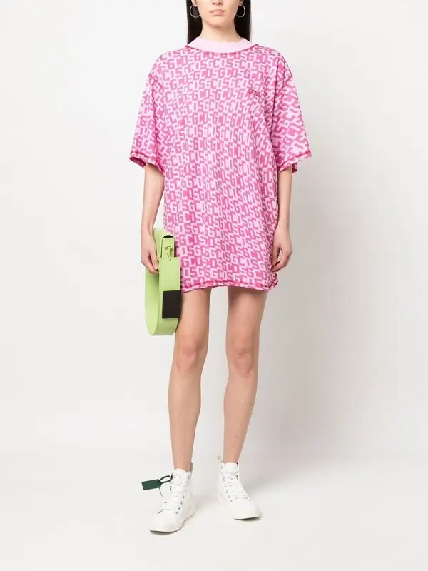 Gcds Monogram-print T-shirt Dress