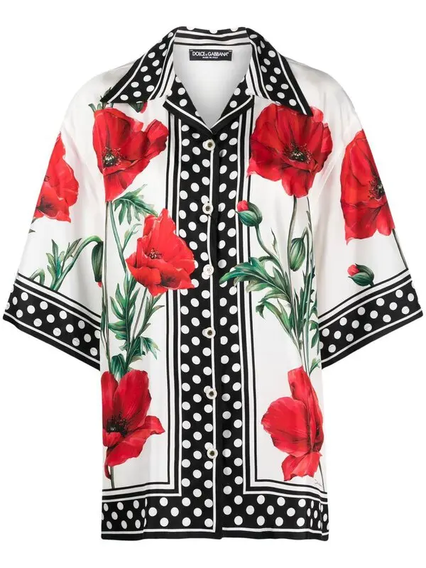 Dolce & Gabbana Floral-print Silk Shirt - White