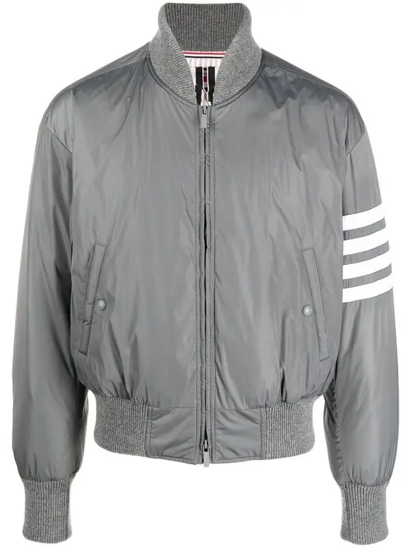Thom Browne 4-bar Stripe Bomber Jacket - Grey