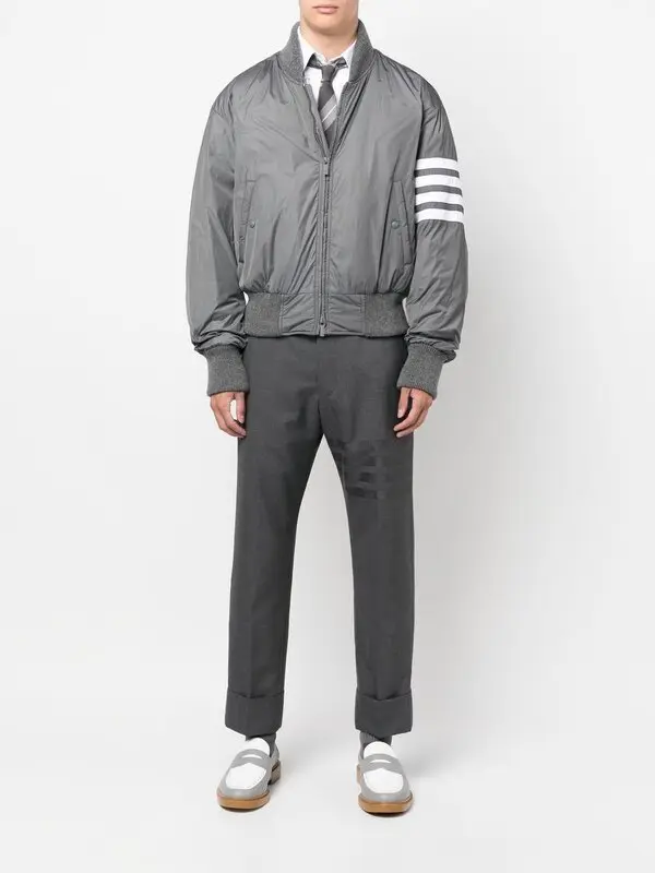 Thom Browne 4-bar Stripe Bomber Jacket - Grey