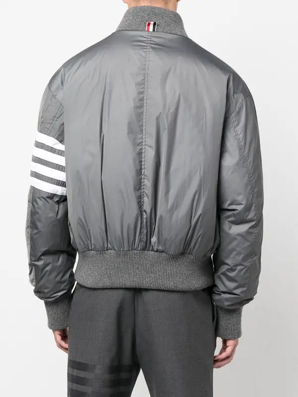Thom Browne 4-bar Stripe Bomber Jacket - Grey